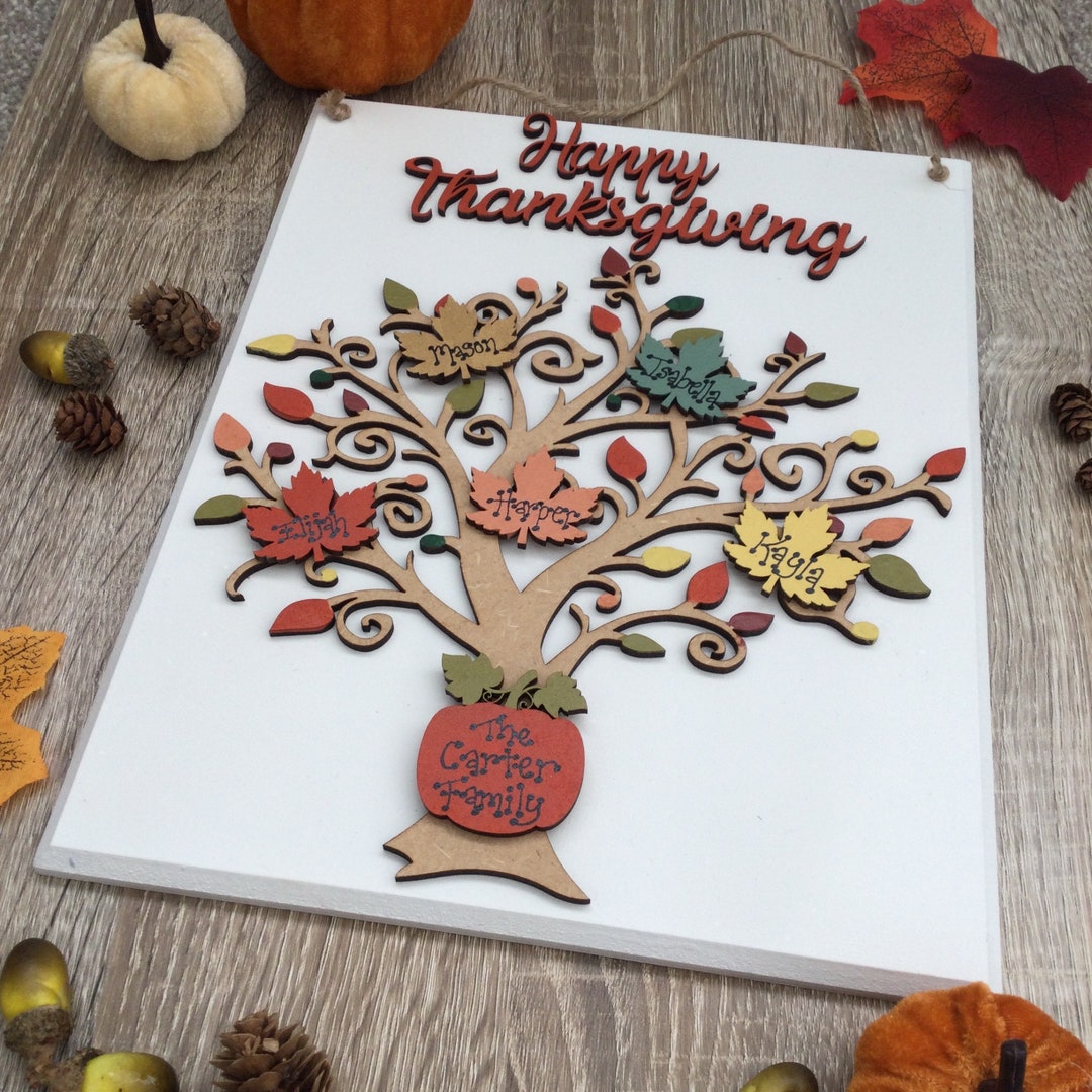Thanksgiving Family Tree Gift Autumn Leaves Home Decor by Little Jenny ...