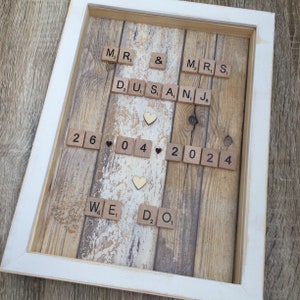 Personalised Wedding Scrabble Frame Gift for Bride & Groom for Welcome ...
