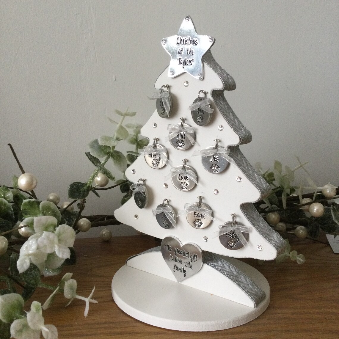 Christmas Family Tree Decoration, Personalised Names, Handstamped ...