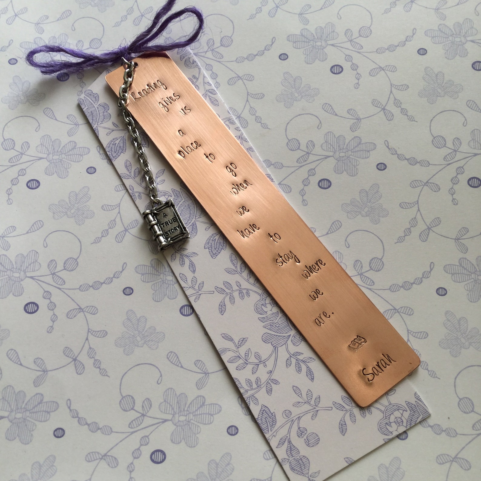 Personalised Copper Bookmark Customised Metal Bookmark Gift | Etsy