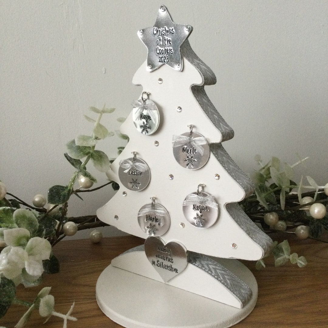 Christmas Family Tree Decoration, Personalised Names, Handstamped ...