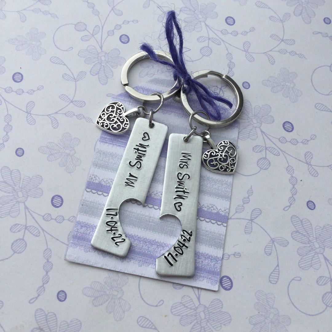 Split Heart Couple Keyrings, better half keyring, his and hers keyring ...