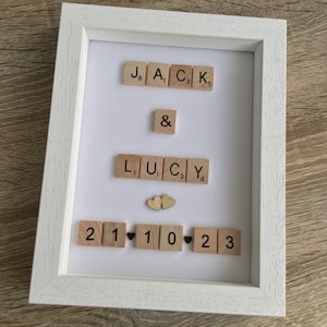Personalised Wedding Scrabble Frame Gift for Bride & Groom for Welcome ...