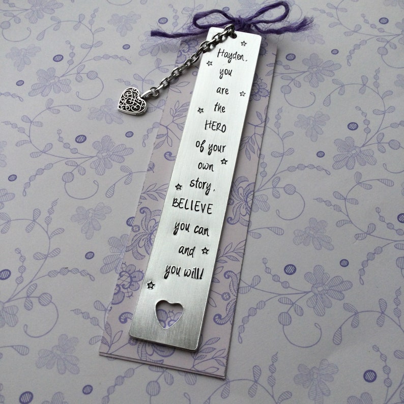 Personalised Bookmark, Customised Metal Bookmark, Gift for Book Lover ...