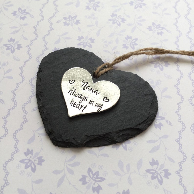 Personalised Slate Heart Decoration - Etsy UK
