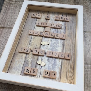 Personalised Wedding Scrabble Frame Gift for Bride & Groom for Welcome ...