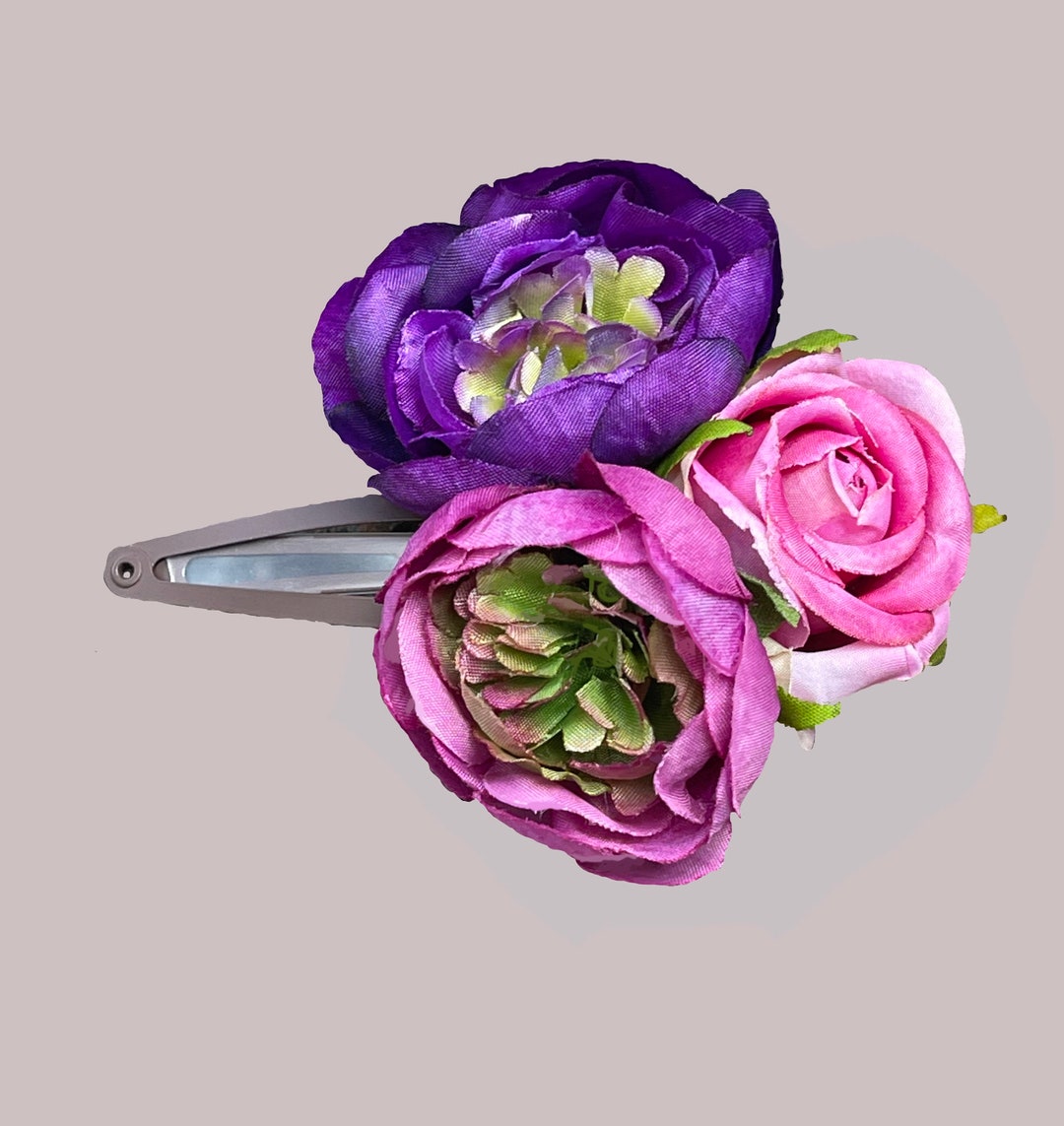 Purple Flower Hair Clip - Etsy UK