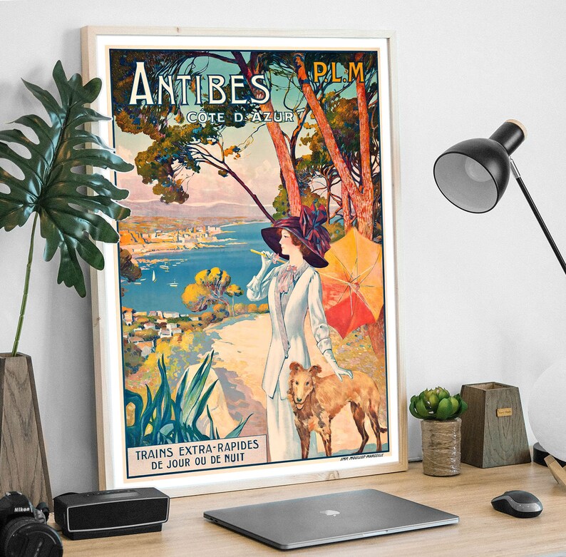 Antibes Vintage Travel Poster French Riviera PLM Railway - Etsy
