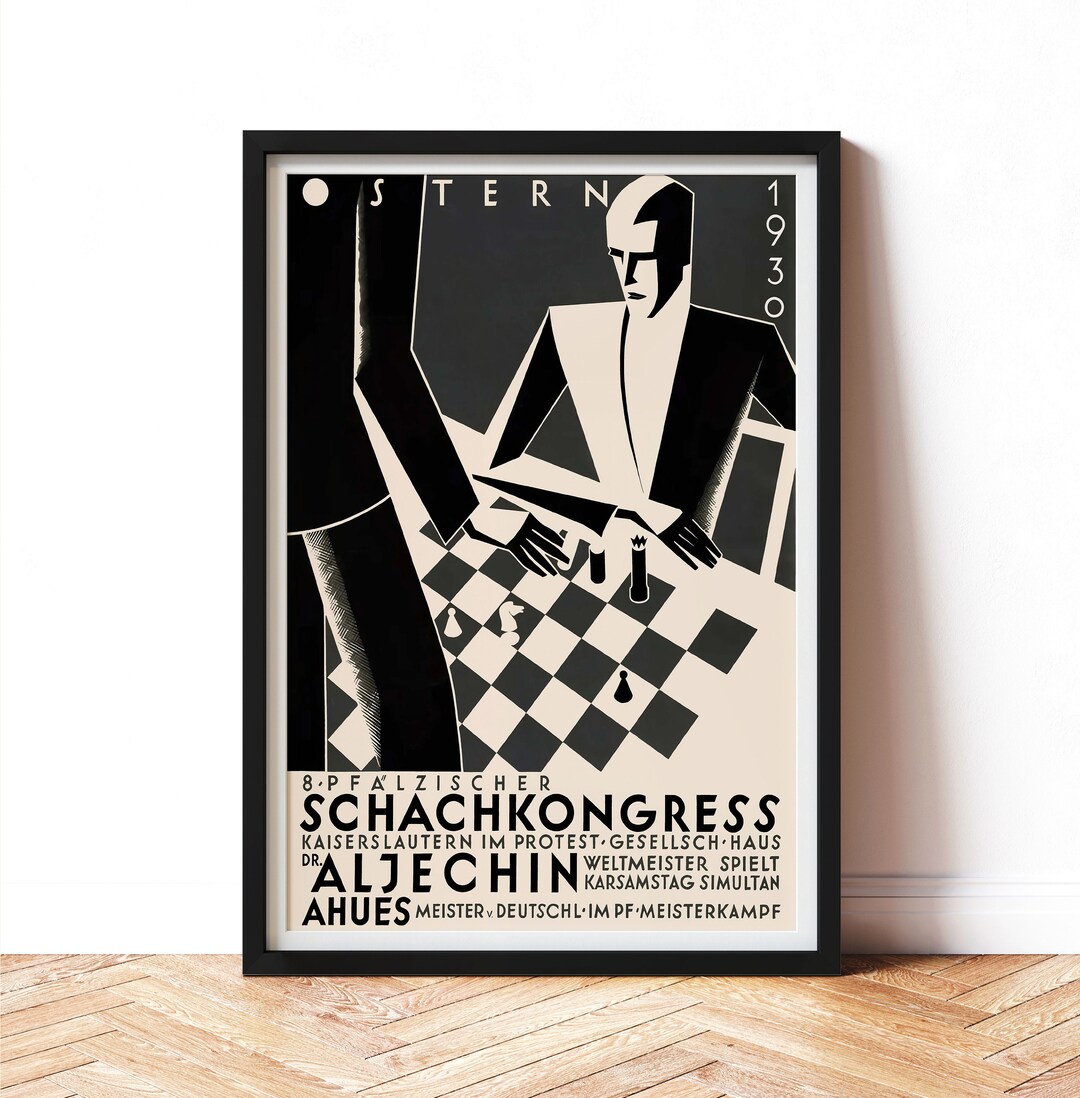 Vintage Chess Match Poster Germany 1972, Retro Chess Art Print, Classic ...
