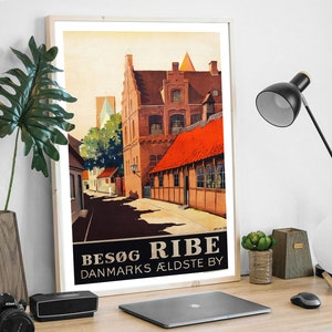Vintage Ribe Travel Poster 'visit Ribe Denmark's - Etsy