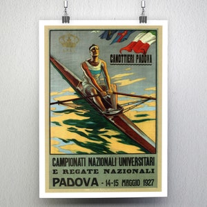 Vintage Rowing Poster 1927 University Championships Padua Rowing Club ...