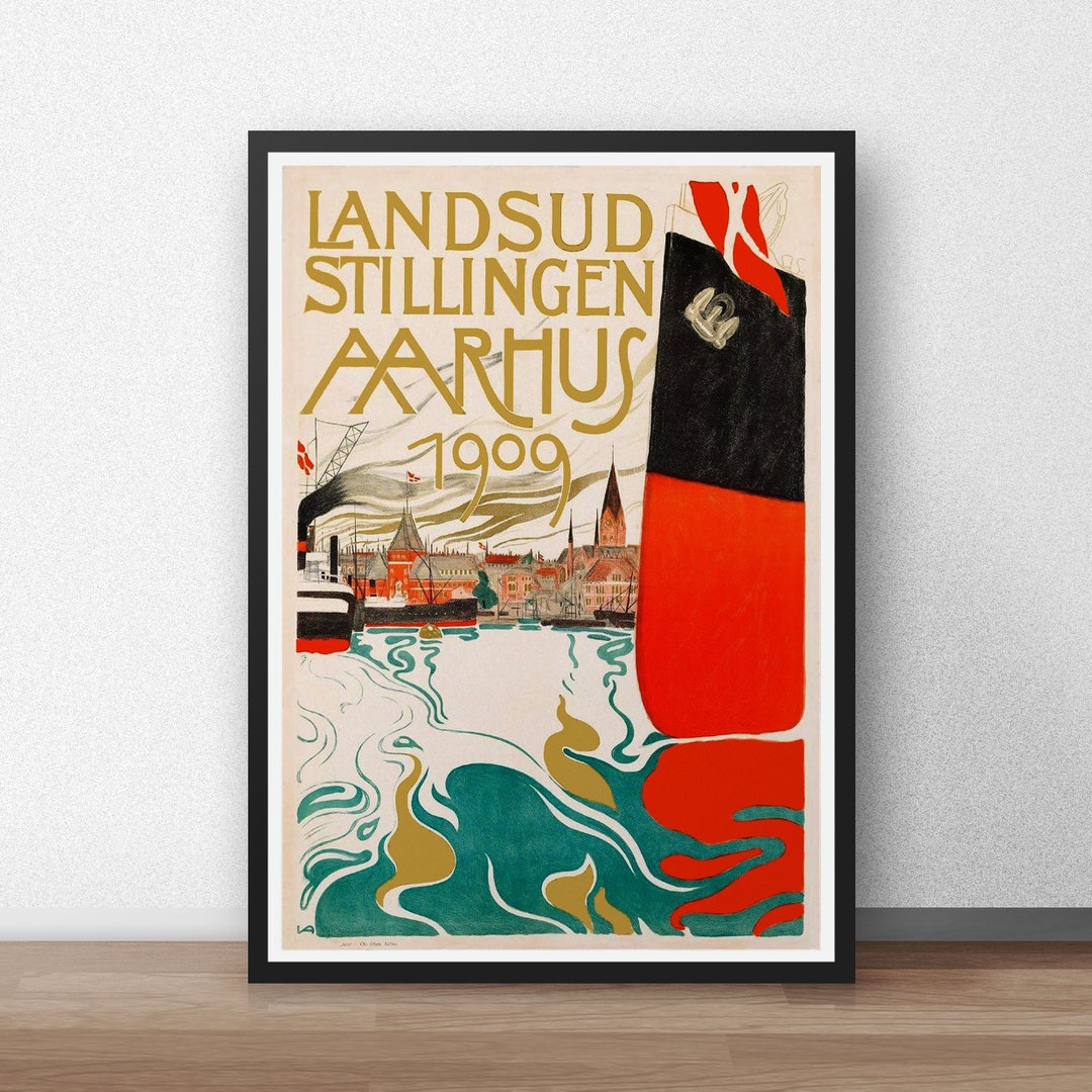 Aarhus Poster / Aarhus Print / Aarhus Art / Aarhus Travel / Vintage ...