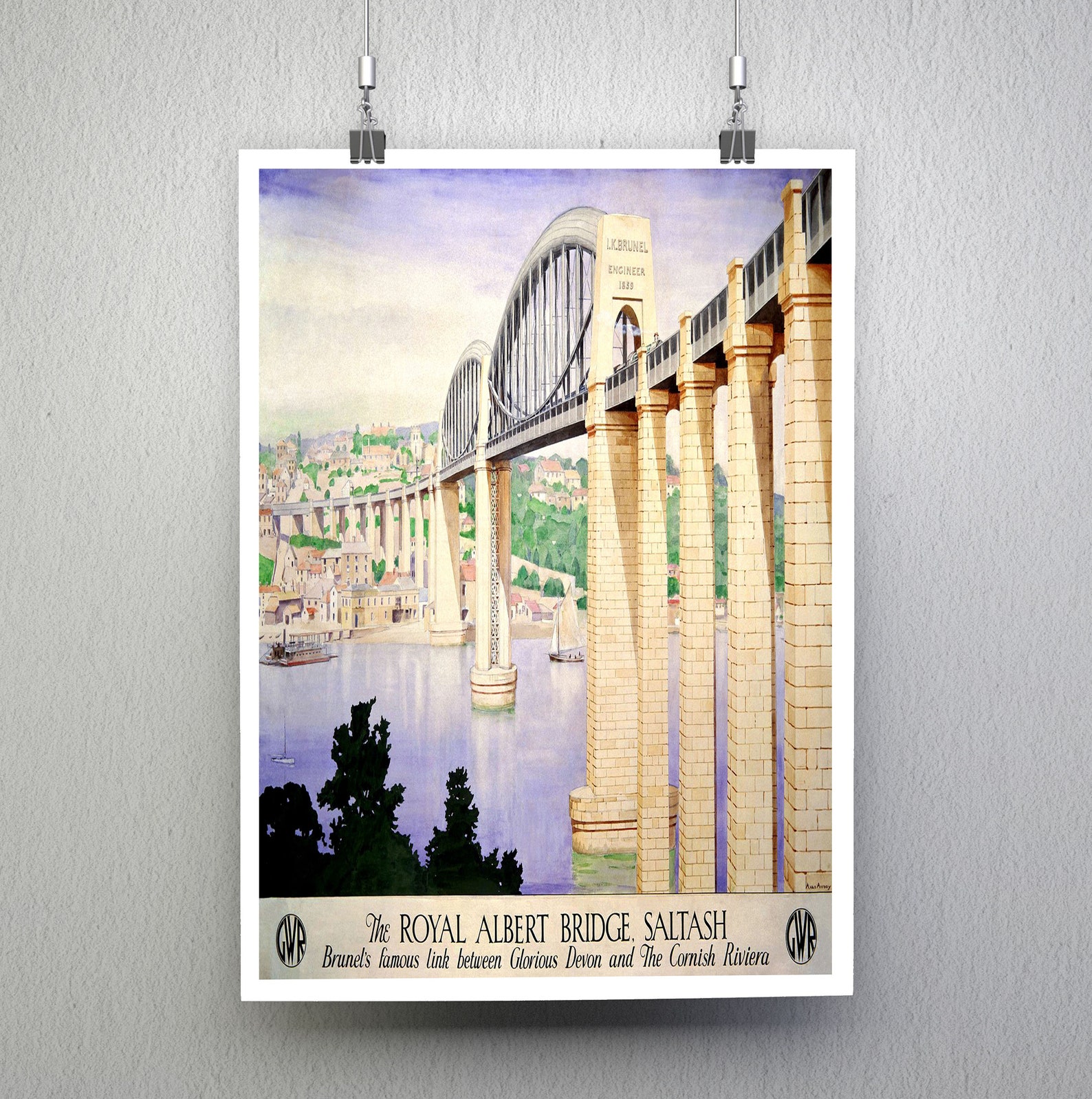 Royal Albert Bridge / Cornwall Poster / Devon Poster / Vintage | Etsy