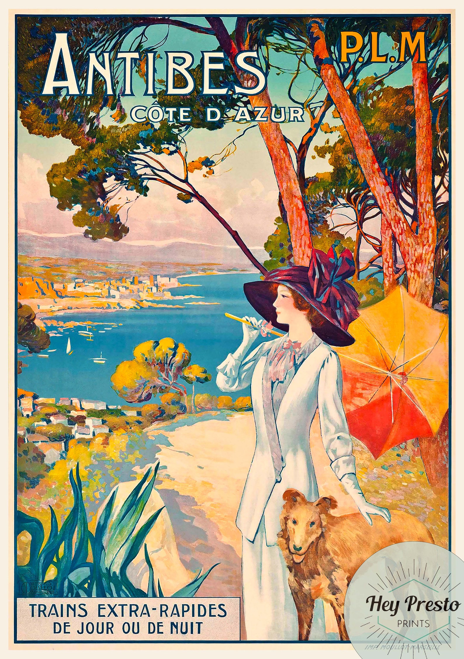 Antibes Vintage Travel Poster French Riviera PLM Railway - Etsy