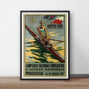 Vintage Rowing Poster 1927 University Championships Padua Rowing Club ...