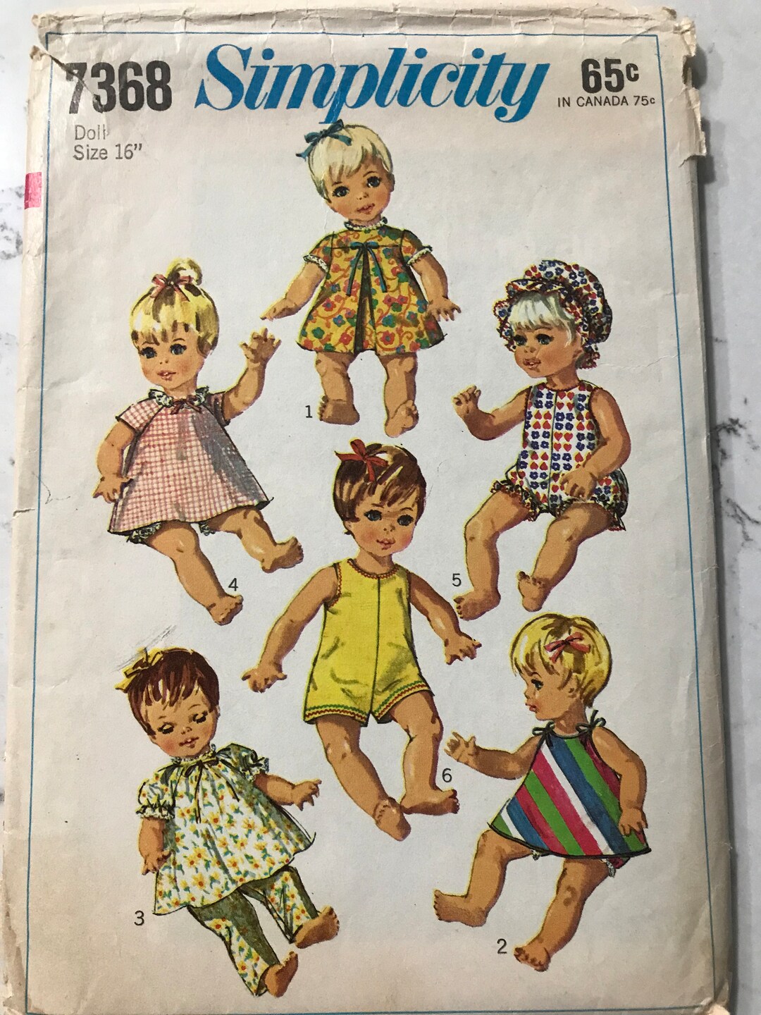 Simplicity 7368 Doll Clothes Pattern for 16 Baby Doll - Etsy