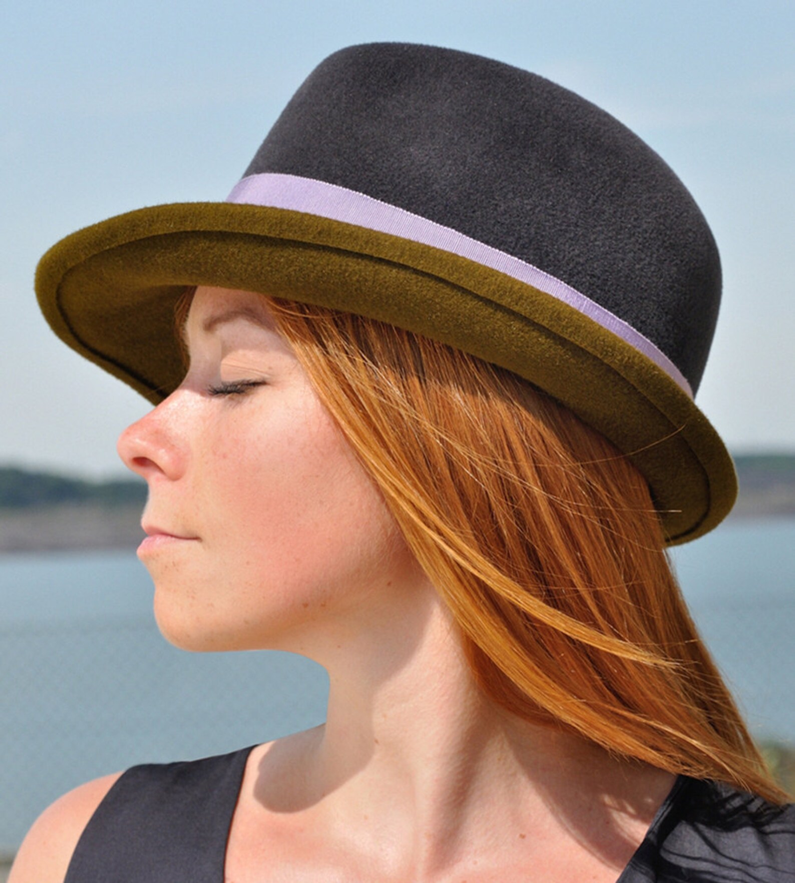 Two-colored Fedora in Elegant, Classic Form With Asymmetrical Brim ...