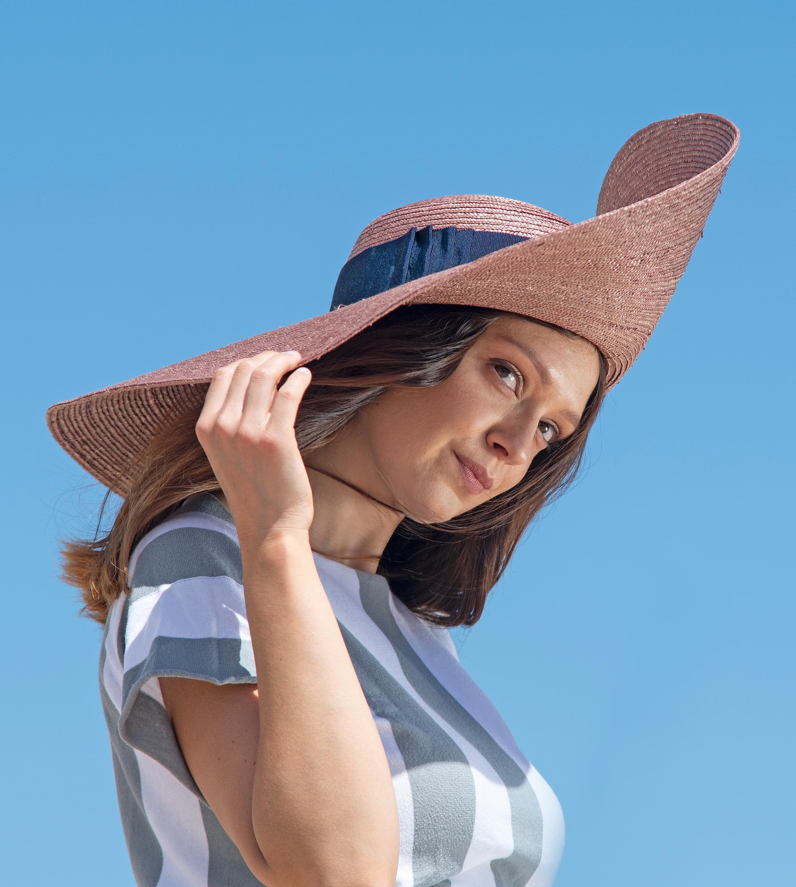 Ladies Summer Fedora in Puristic Shape, With Extra Wide Brim. Handmade ...