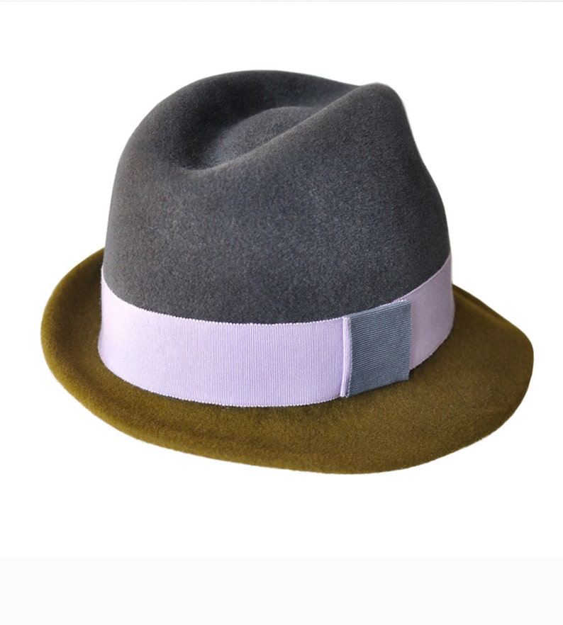 Two-colored Fedora in Elegant, Classic Form With Asymmetrical Brim ...