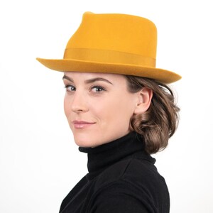 Light Hat Made of Fine, Bright Yellow Fur Felt. the Felt Hat is a ...