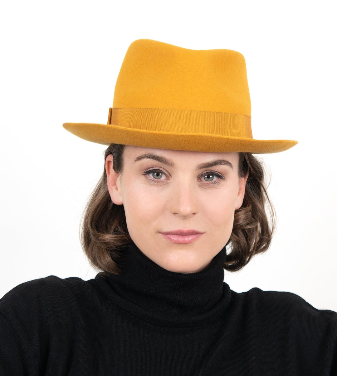 Light Hat Made of Fine, Bright Yellow Fur Felt. the Felt Hat is a ...