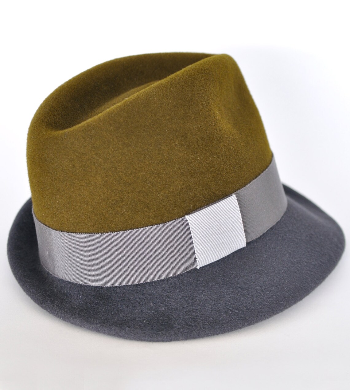 Two-colored Fedora in Elegant, Classic Form With Asymmetrical Brim ...