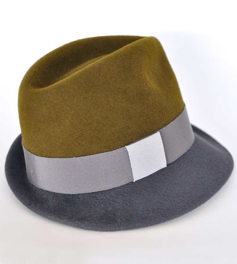 Two-colored Fedora in Elegant, Classic Form With Asymmetrical Brim ...