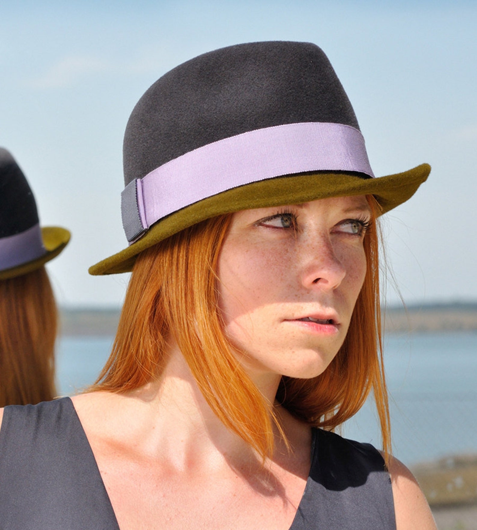 Two-colored Fedora in Elegant, Classic Form With Asymmetrical Brim ...