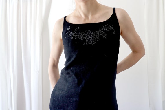 True Y2K vintage black sequin embroidery knit camisole - Gem
