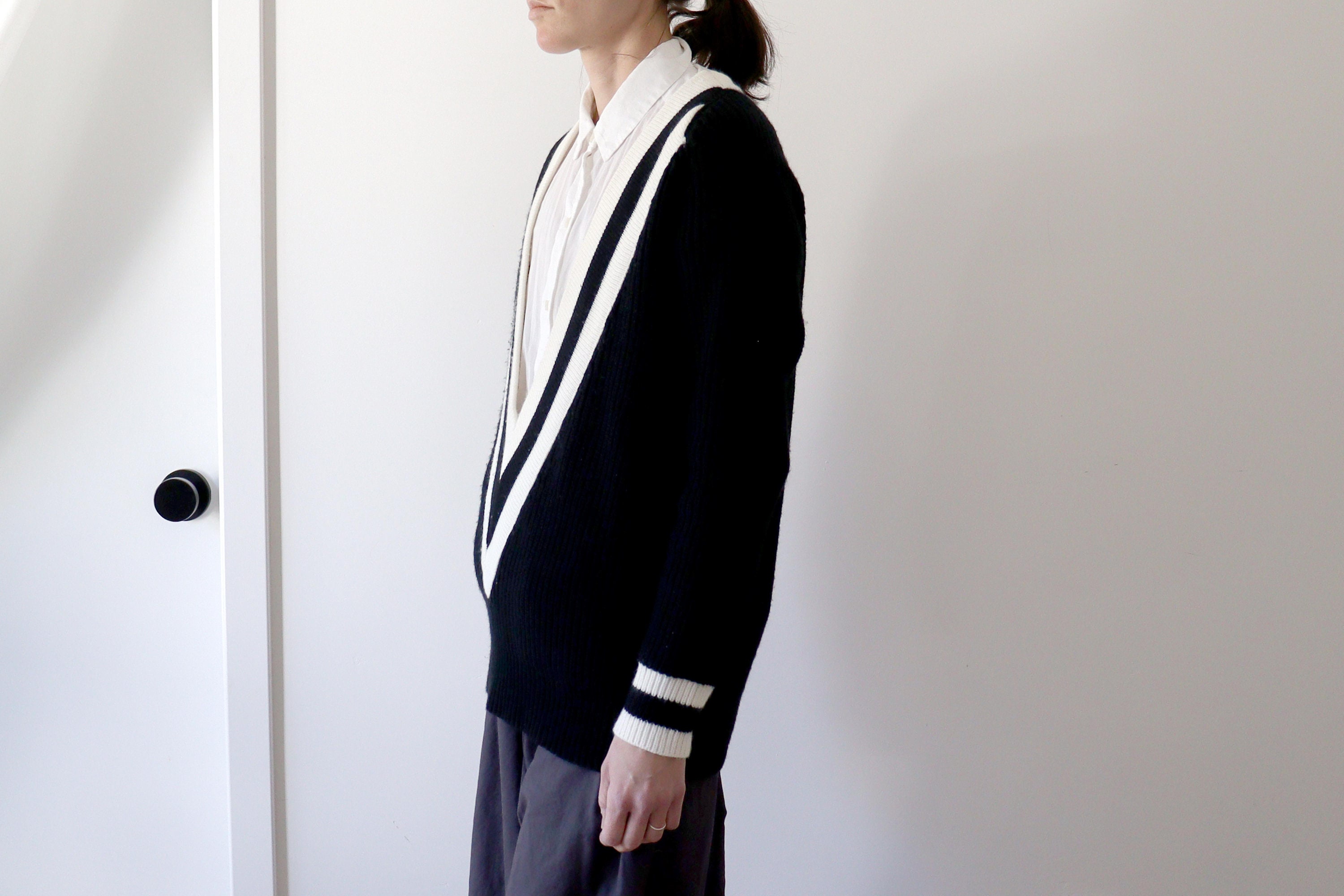 Amazing Vintage Deep-v Varsity Style Sweater. Wednesday Addams/goth ...