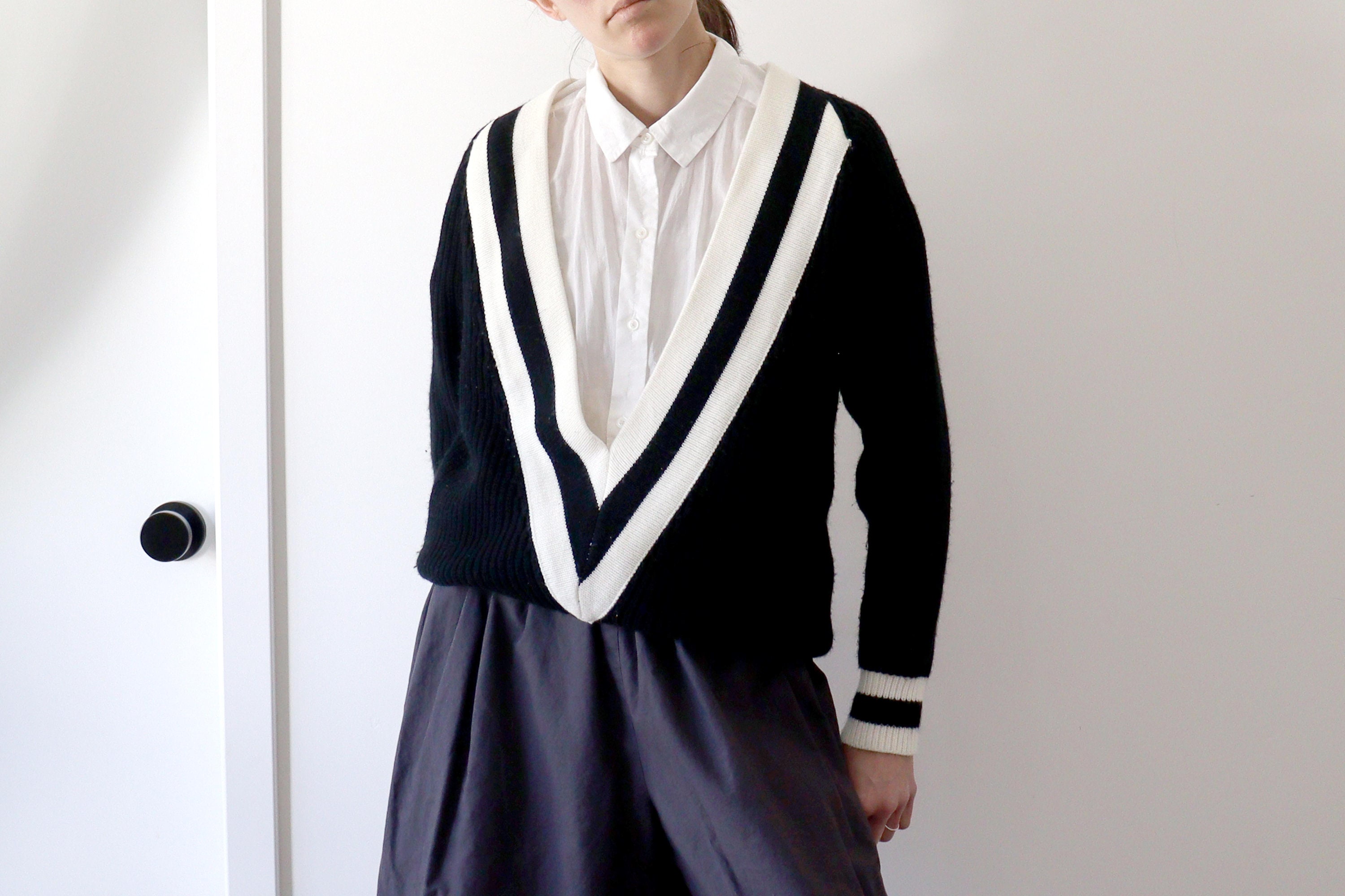 Amazing Vintage Deep-v Varsity Style Sweater. Wednesday Addams/goth ...