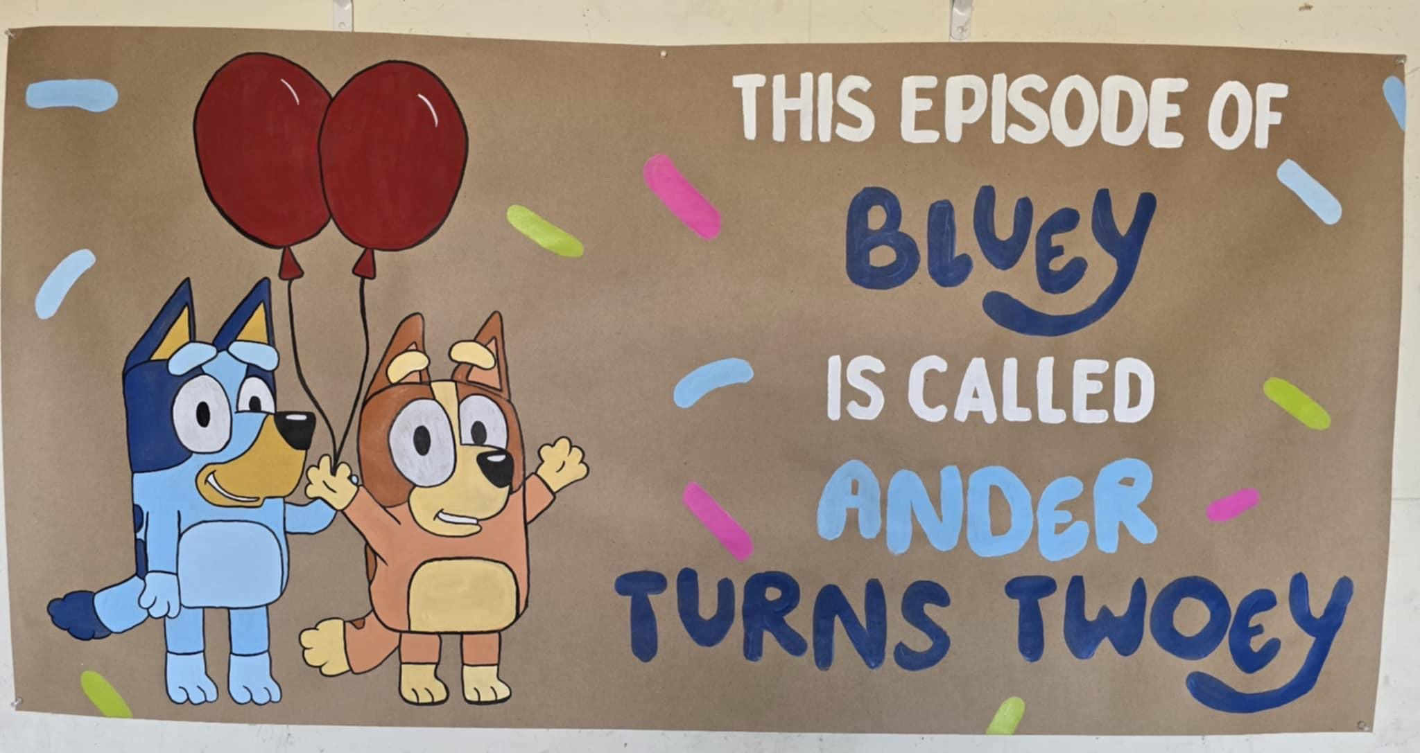 Bluey Banner | Twoey | Toddler Birthday | Painted | Custom Name ...