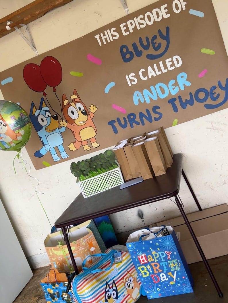 Bluey Banner | Twoey | Toddler Birthday | Painted | Custom Name ...