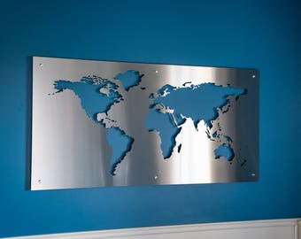 Metal world map | Etsy