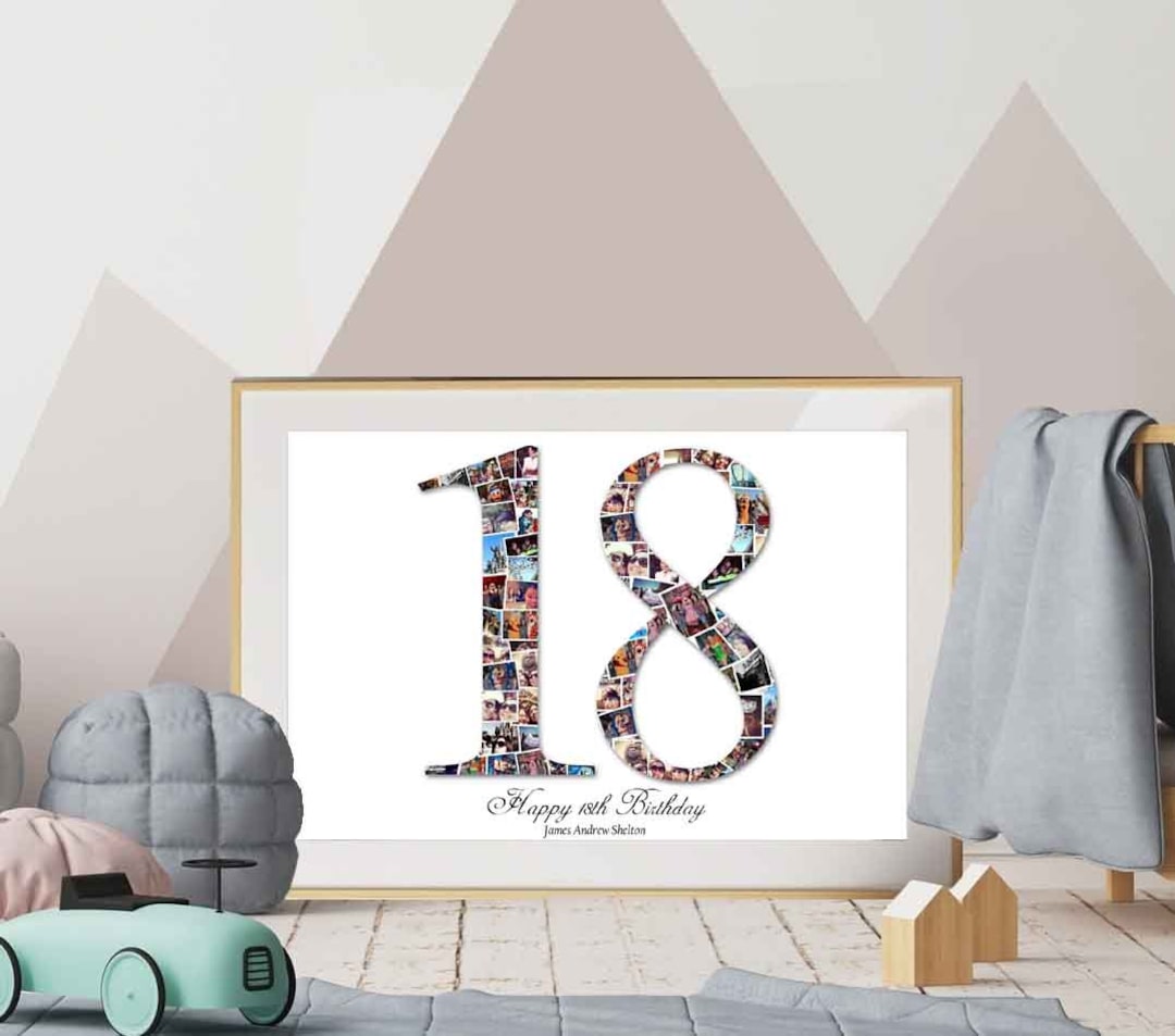 Eighteen 18 Number Photo Collage, 18th Birthday Collage, Special Date ...