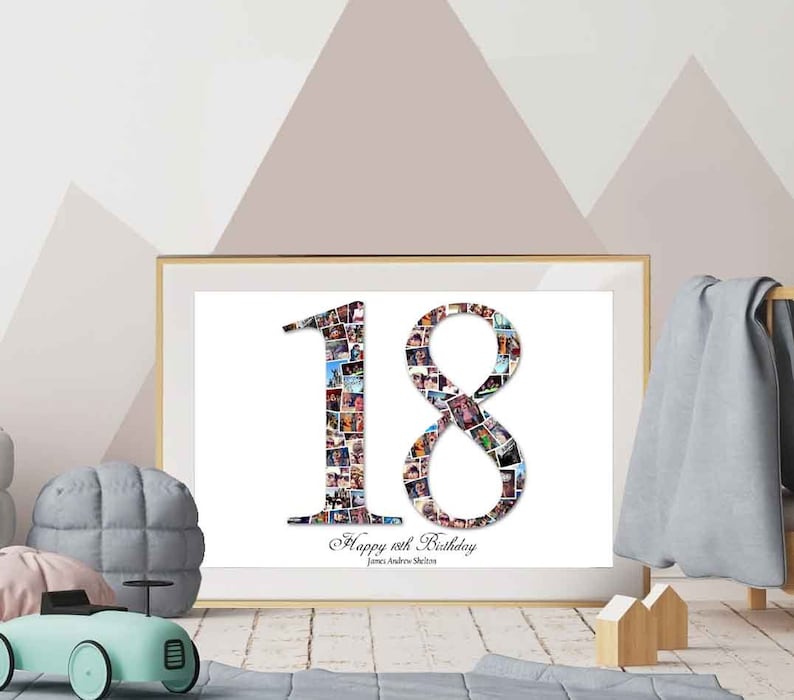Eighteen 18 Number Photo Collage, 18th Birthday Collage, Special Date ...