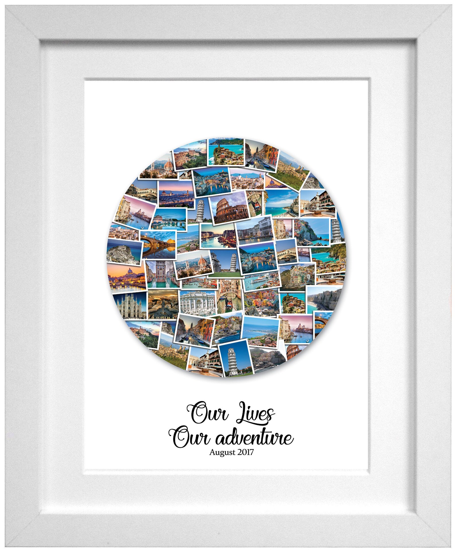 Circle Destination Photo Collage, Round, Travel Collage, Honeymoon ...