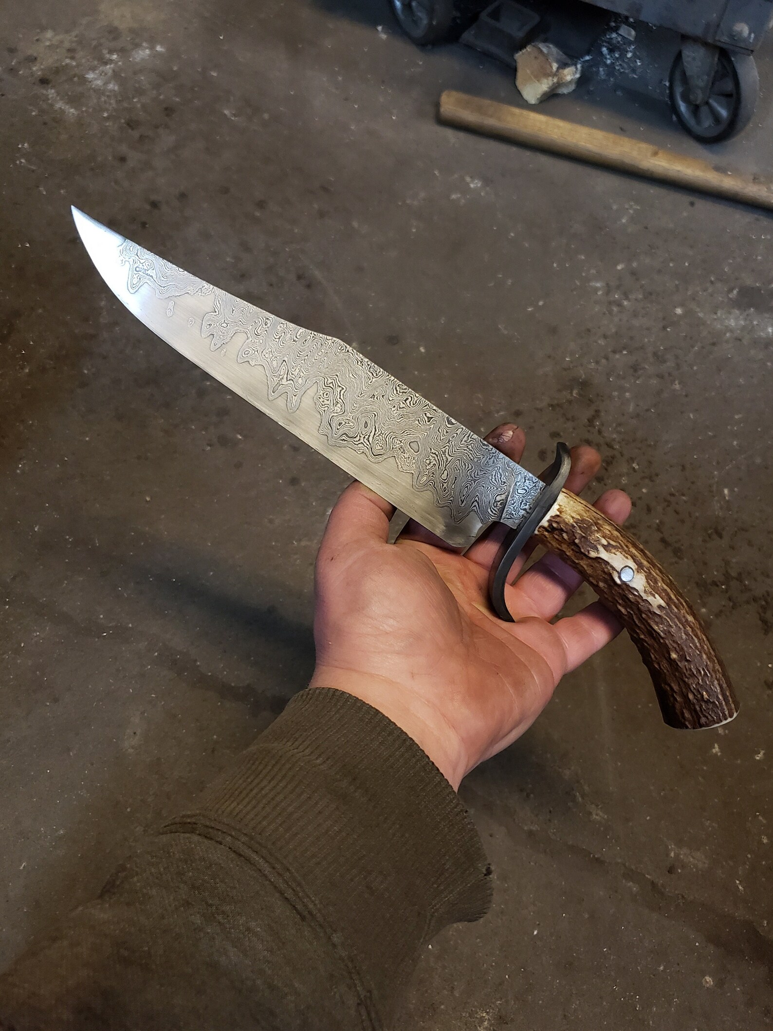 Handmade Damascus San Mai 52100 Core Bowie Knife With Damascus - Etsy