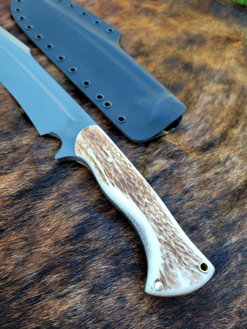 Handmade Kukri Inspired Chopper Knife in CPM3V With Elk Antler Handle ...