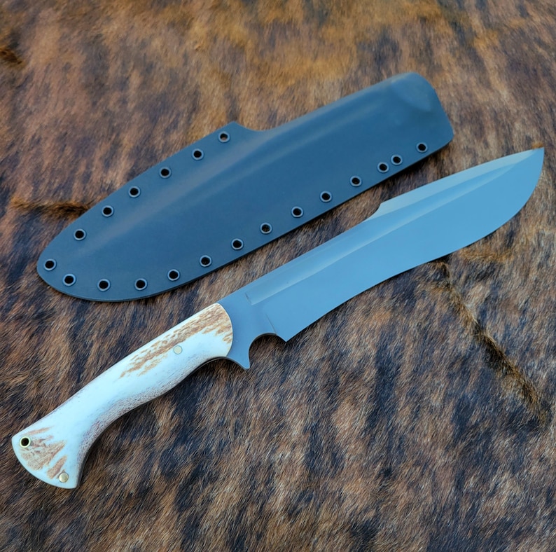 Handmade Kukri Inspired Chopper Knife in CPM3V With Elk Antler Handle ...