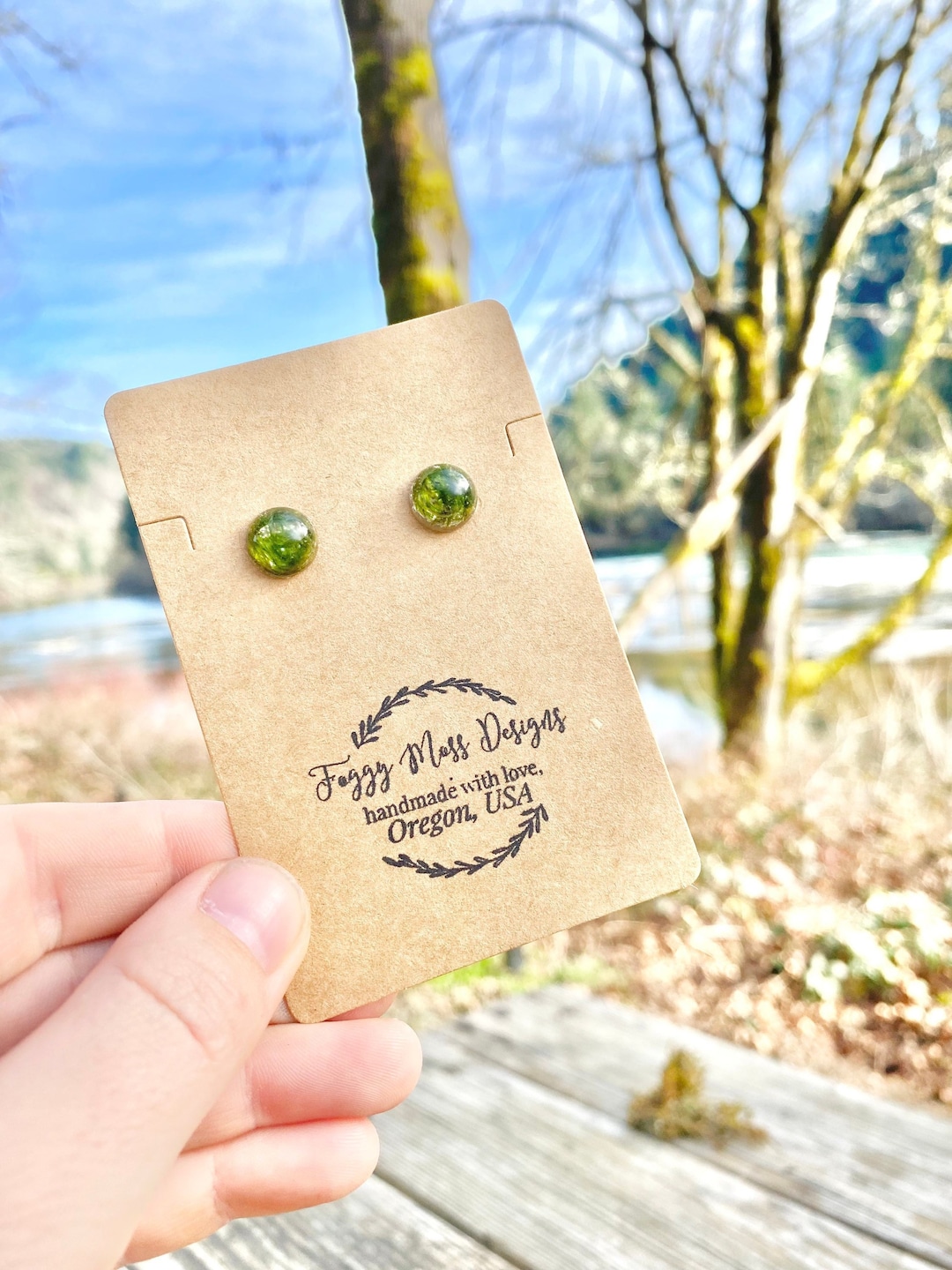 Moss Ball Earrings, Oregon Moss, Terrarium, Natural Moss, Green, Oregon ...