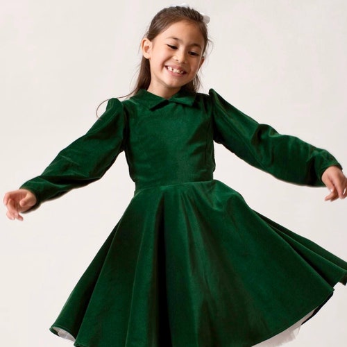 Vintage Inspired Girl Dress Green Velvet Dress - Etsy