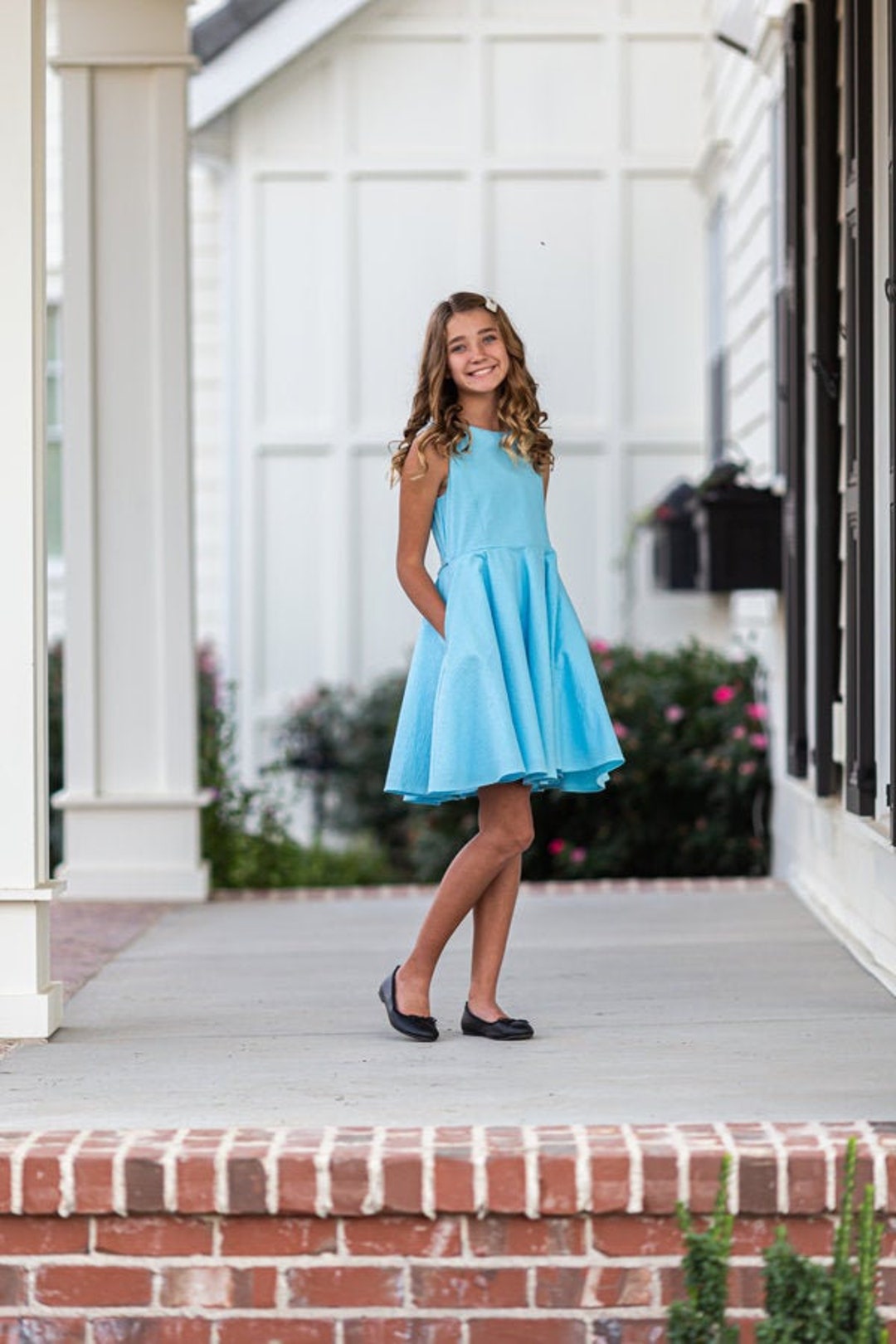 Vintage Style Girls Dress in Turquoise - Etsy