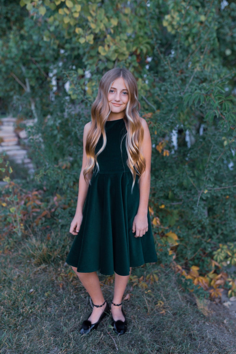 Girl Green Velvet Dress - Etsy