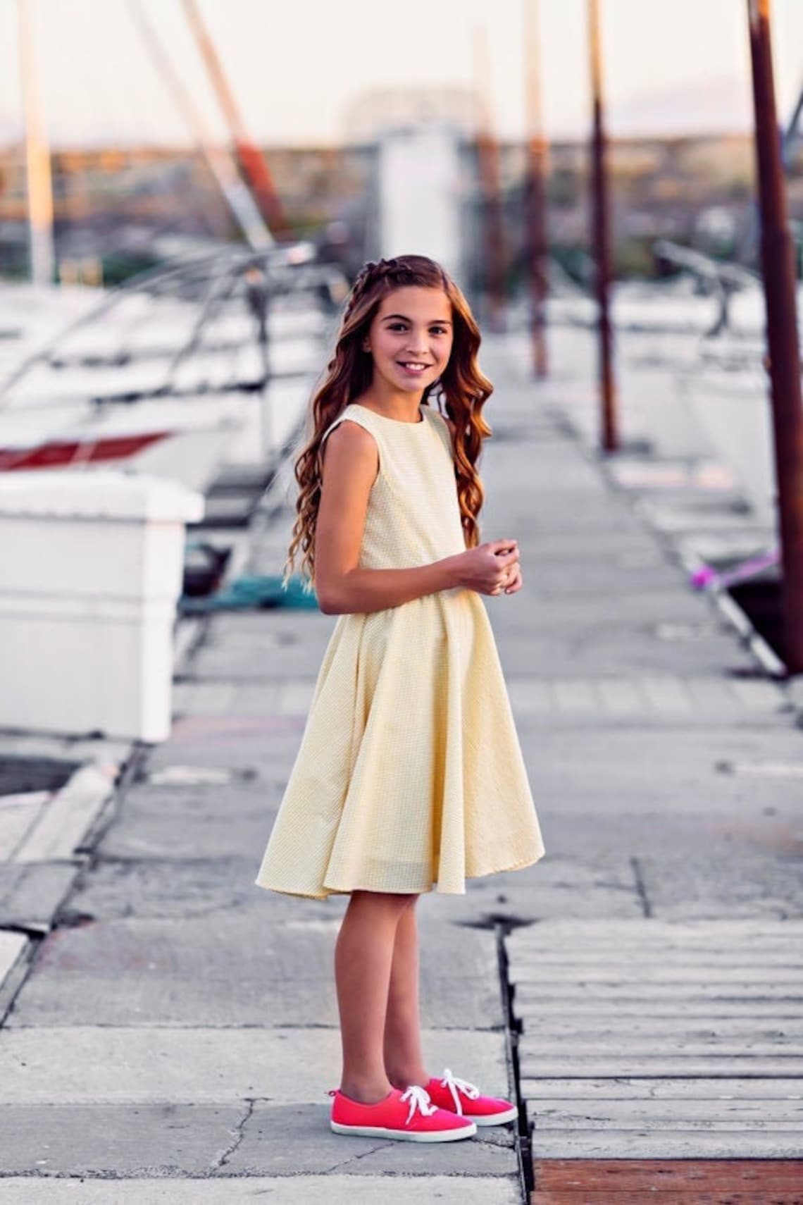 Summer Dress for Girls Seersucker Yellow Classic Flattering Dress for ...