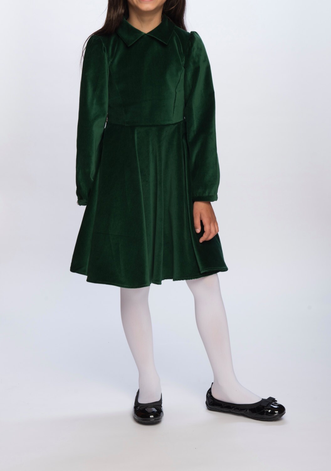 Vintage Inspired Girl Dress - Green Velvet Dress - Etsy