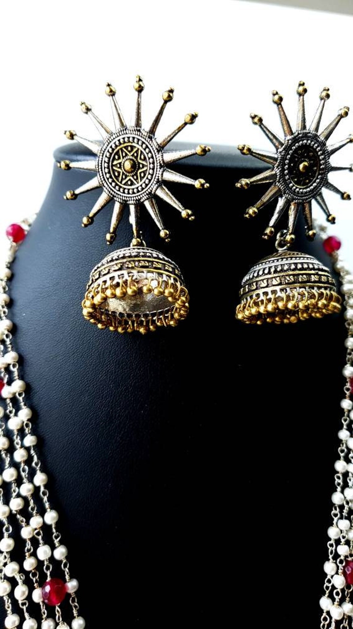 Lord Vishnu CZ India Necklace Set With Pearls Peacock - Etsy