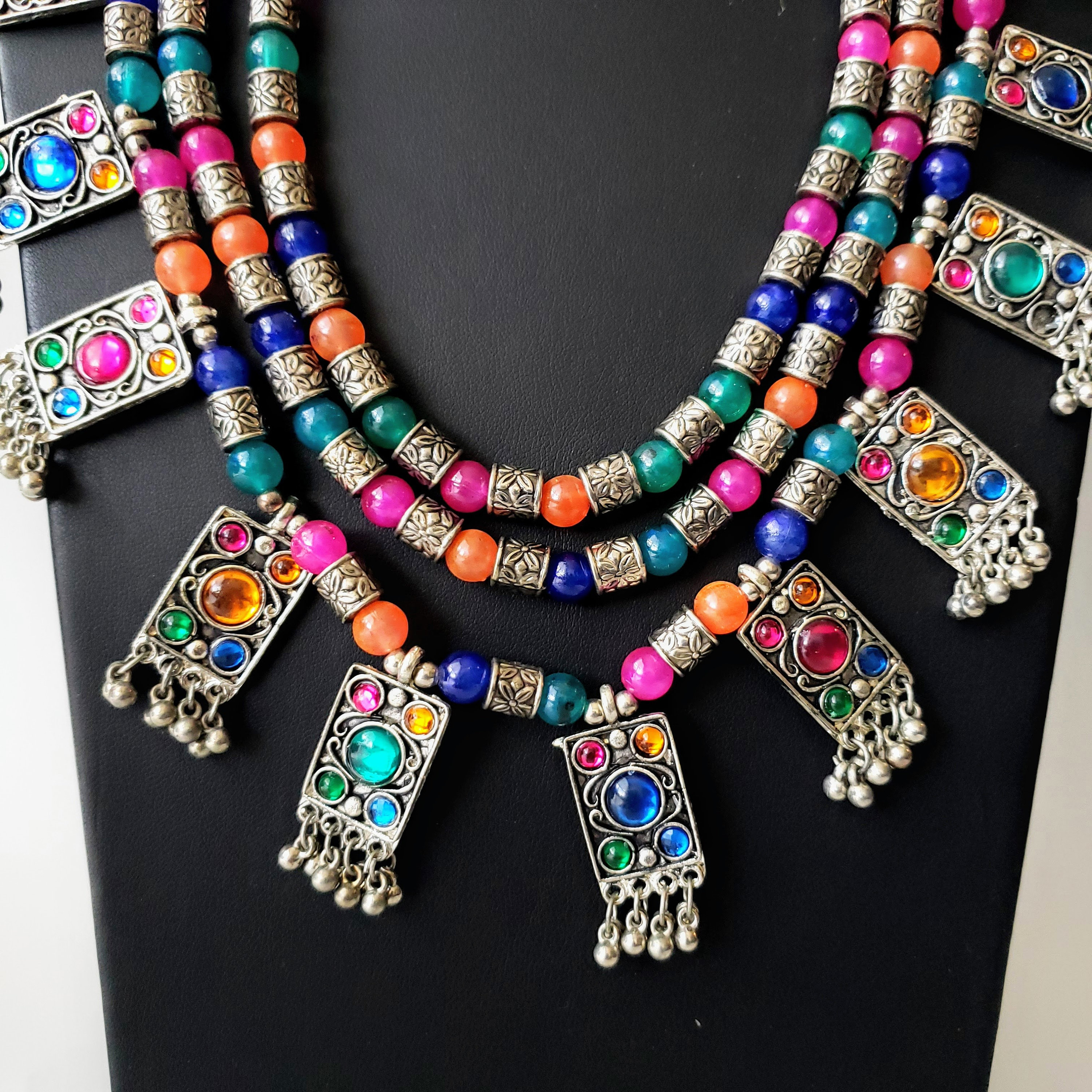 Colorful Afghani mul tistrand necklace, Afghani jewelry, Indian jewelry ...