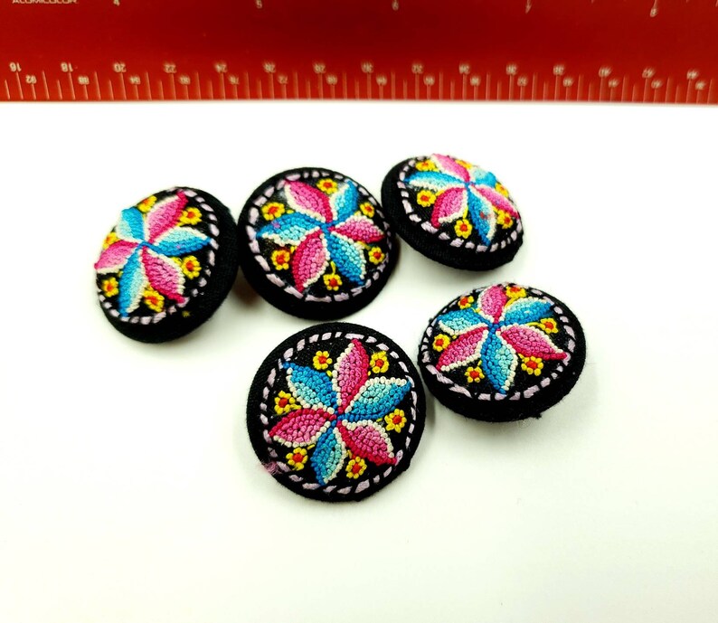 Embroidered Buttons Handcrafted Buttonsbuttons With - Etsy