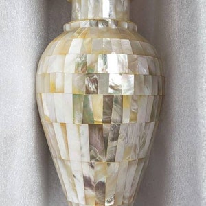 Handcrafted Mother of Pearl Vase, Shell Vase, Shell Home Decor, Stone ...